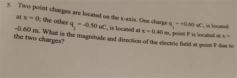 Solved Two Point Charges Are Located On The X Axis One Chegg