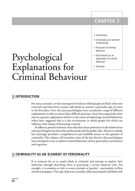 Psychological Explanations For Criminal Behaviour Study Guides
