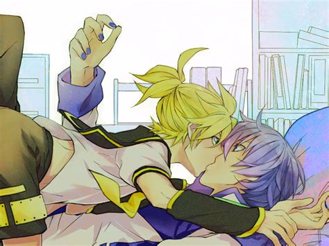 Kagamine Len And Kaito Vocaloid Drawn By Bacchus Kaito Danbooru