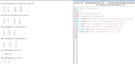 Matrix Operation In Scilab