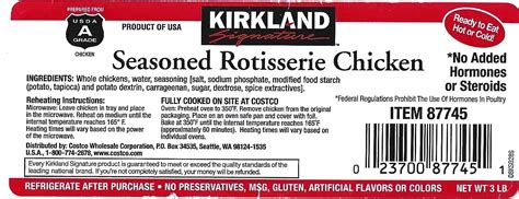 Kirkland Signature Seasoned Rotisserie Chicken Cooked Rcostcoitems