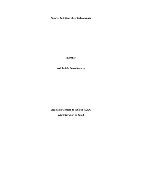 Task 1 Definition Of Central Concepts Task 1 Definition Of