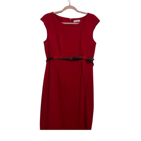 1048 Calvin Klein Red Dress With Belt Gem