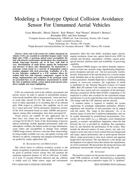 Pdf Modeling A Prototype Optical Collision Avoidance Sensor For