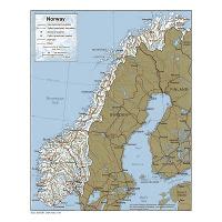 Political And Administrative Map Of Norway With Roads And Major Cities