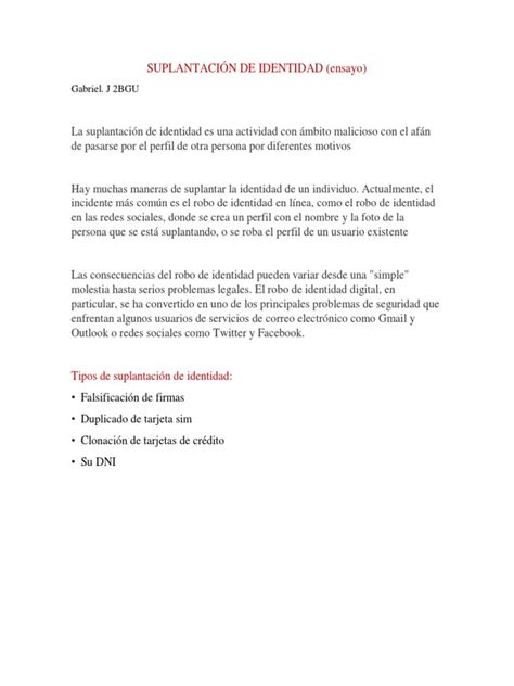 Suplantación De Identidad Pdf