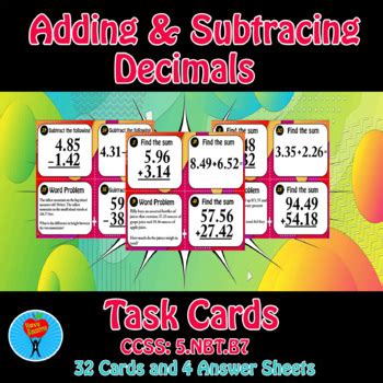 Adding Subtracting Decimals Task Cards By Have Resources TpT