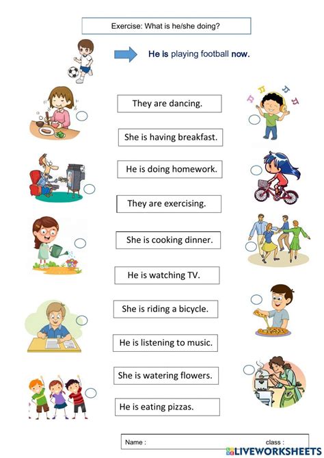 Matching Present Continuous Actions Worksheet Present Continuous