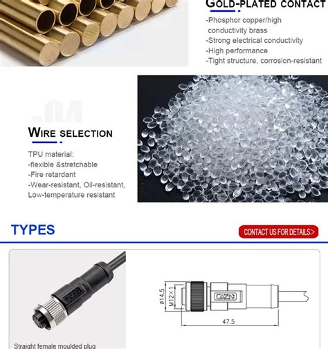 M12 4 контактный 5 контактный разъем датчика штекер гнездо винтовое соединение 12 17 ПВХ