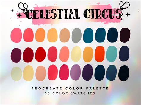 Celestial Circus Procreate Color Palette Procreate IPad Art