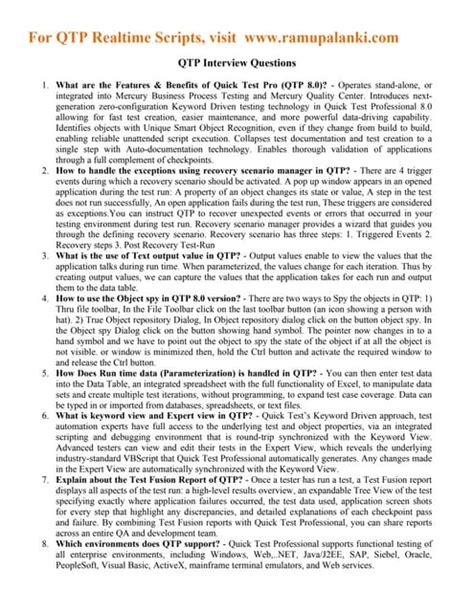 what are the features in qtp pdf
