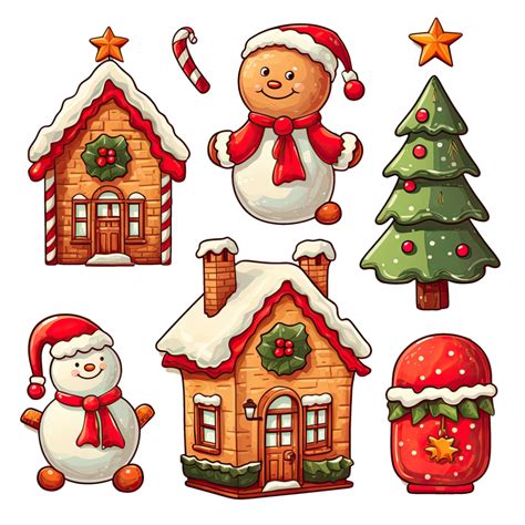 Ai Generiert Aquarell Weihnachten Clip Art Einstellen Mit Isoliert