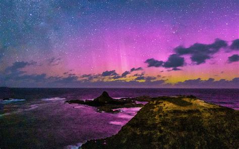 The Aurora Australis Over Pyramid Rock At Phillip Island Victoria