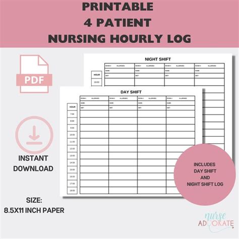 Hourly Rounding Sheet Etsy