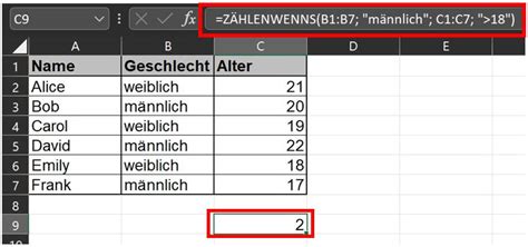 Excel Zählenwenn Funktion mit mehreren Bedingungen