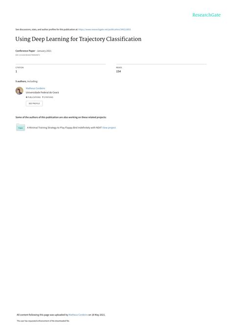 Pdf Using Deep Learning For Trajectory Classification