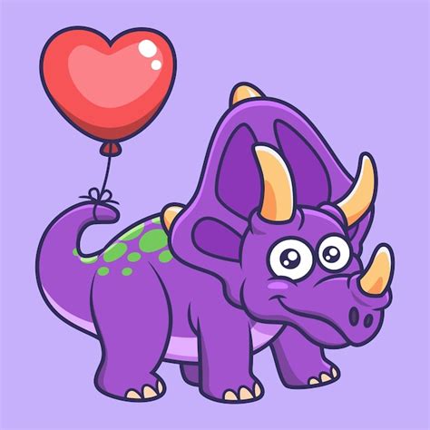 Dino Triceratops Mignon Avec Une Illustration Vectorielle De Personnage