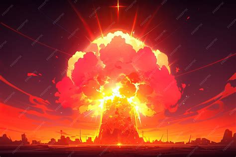 Premium Ai Image Atomic Explosion Nuclear Disaster Background Scene