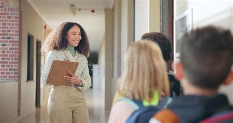 Education Clipboard For Attendance And A Teacher With Students For A
