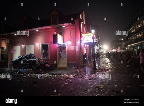 Dawn During Mardi Gras In New Orleans French Quarter Reveals A Bourbon