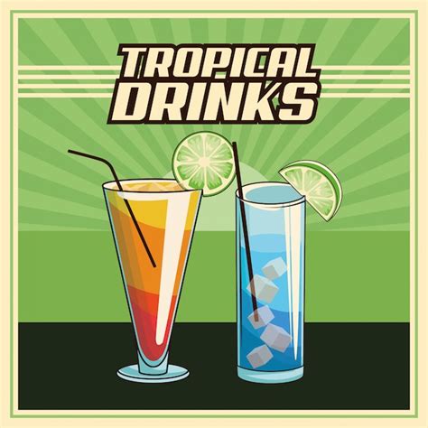 Premium Vector Tropical Cocktail Poster