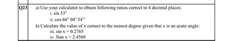 Solved A Use Your Calculator To Obtain Following Ratios Chegg