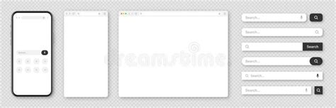Smartphone Blank Internet Browser Window With Various Search Bar
