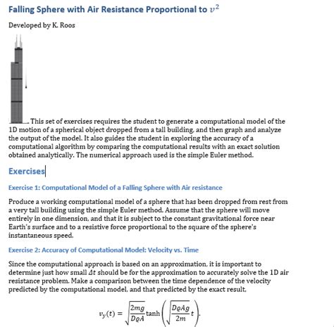 Falling Sphere With Air Resistance Proportional To V2