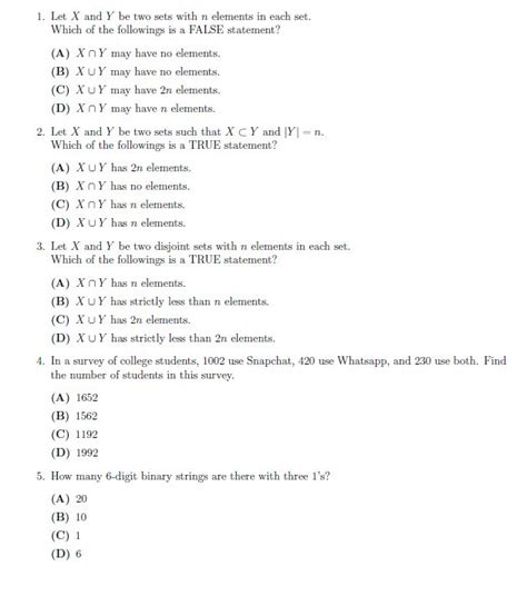 solved 1 let x and y be two sets with n elements in each