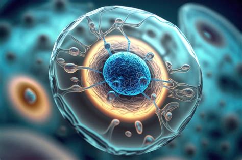 3d Rendering Of Human Cell Or Embryonic Stem Cell Microscope Background