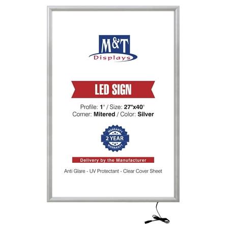 Mandt Displays Buy Max Ledbox Led Light Poster Frame 27x40 Inch Silver 1