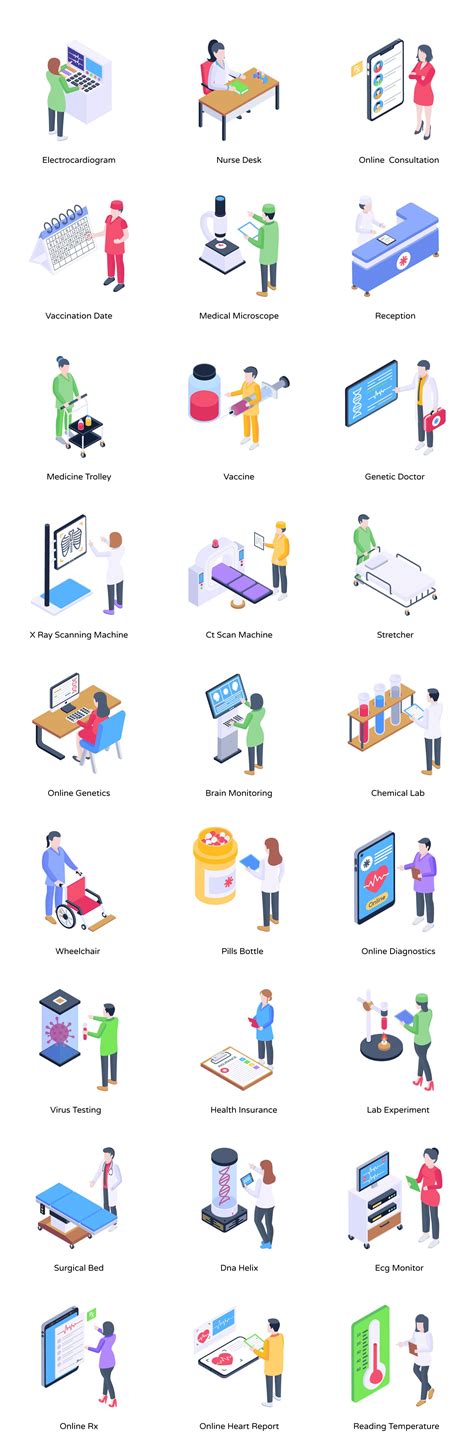 50 Isometric Nursing Vectors Masterbundles