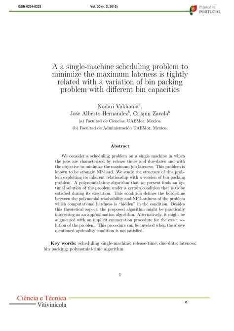 pdf a single machine scheduling problem to minimize the maximum