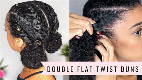Double Flat Twist Buns Tutorial Natural Hair Abbiecurls Youtube