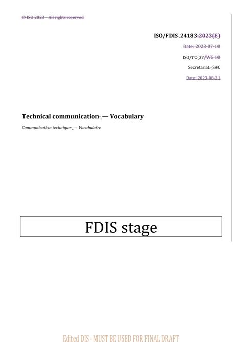 ISO FDIS 24183 Technical Communication Vocabulary
