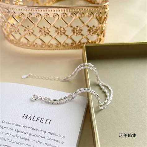 玩美飾集｜現貨，s925全純銀 波光粼粼橄欖珠雙層純銀手鍊 飾品 手環 Vb0058 蝦皮購物
