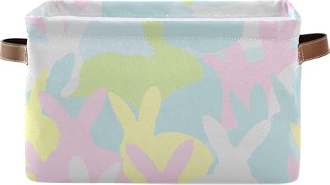 Hotbar Colorful Easter Rabbits Storage Bins Foldable Canvas Fabric