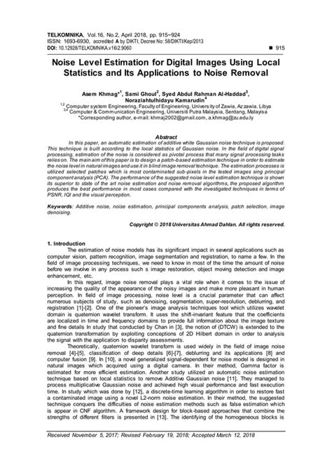 noise level estimation for digital images using local statistics and