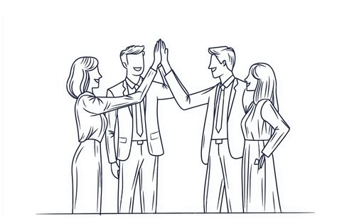 Teamwork Unity Concept Continuous Line Draw Design Modern Illustration