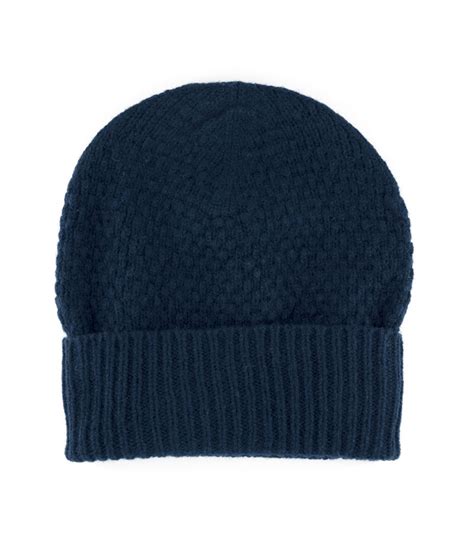 Lambswool 4 Ply Tuck Stitch Beanie Hat Cosy Cashmere Company