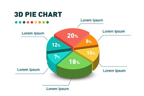 3d Pie Chart Six Piecesinfographic Isometric Puzzle Circular