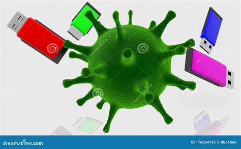Virus With Flying USB Flash Drives Stock Illustration Illustration Of Idea Background D