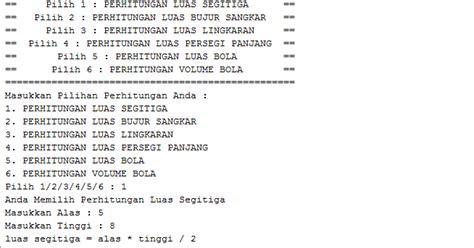 Bank Java Program Java Menghitung Bidang Segi