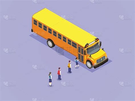 一群学生排队进入校车素材 花瓣网