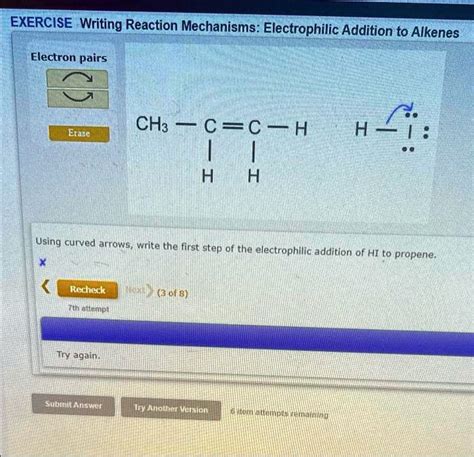 Exercise Writing Reaction Mechanisms Electrophilic Addition To Alkenes Electron Pairs Enja Cc H