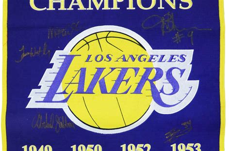 Los Angeles Lakers Signed Autographed Championship Banner Abdul Jabbar
