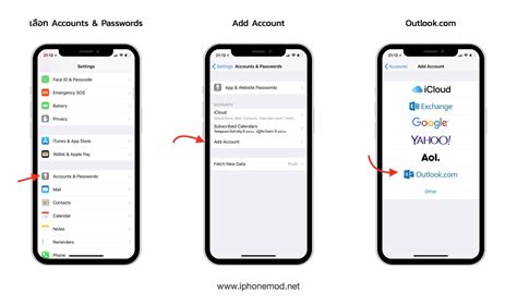 วิธีเพิ่มหรือลบบัญชี Hotmail ลงแอป Mail เมล ใน Iphone Ios 11 2
