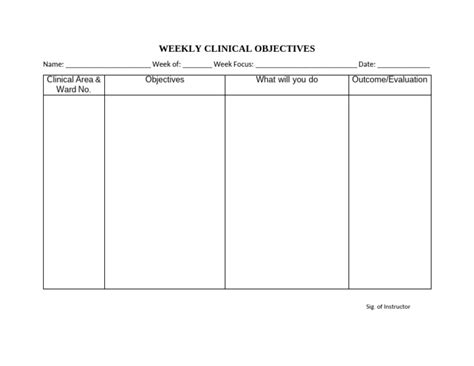 Weekly Clinical Objectives Pdf