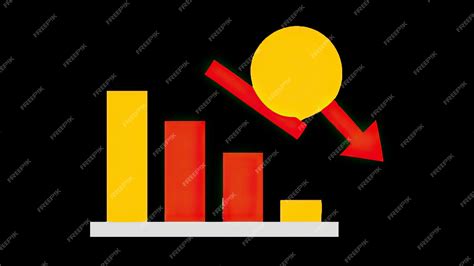 Declining Bar Graph With Red Arrow And Yellow Circle Premium Ai Generated Image