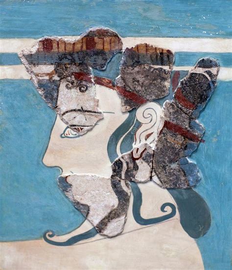 Mycenaean Fresco With Woman From The Later Tiryns Palace Greece